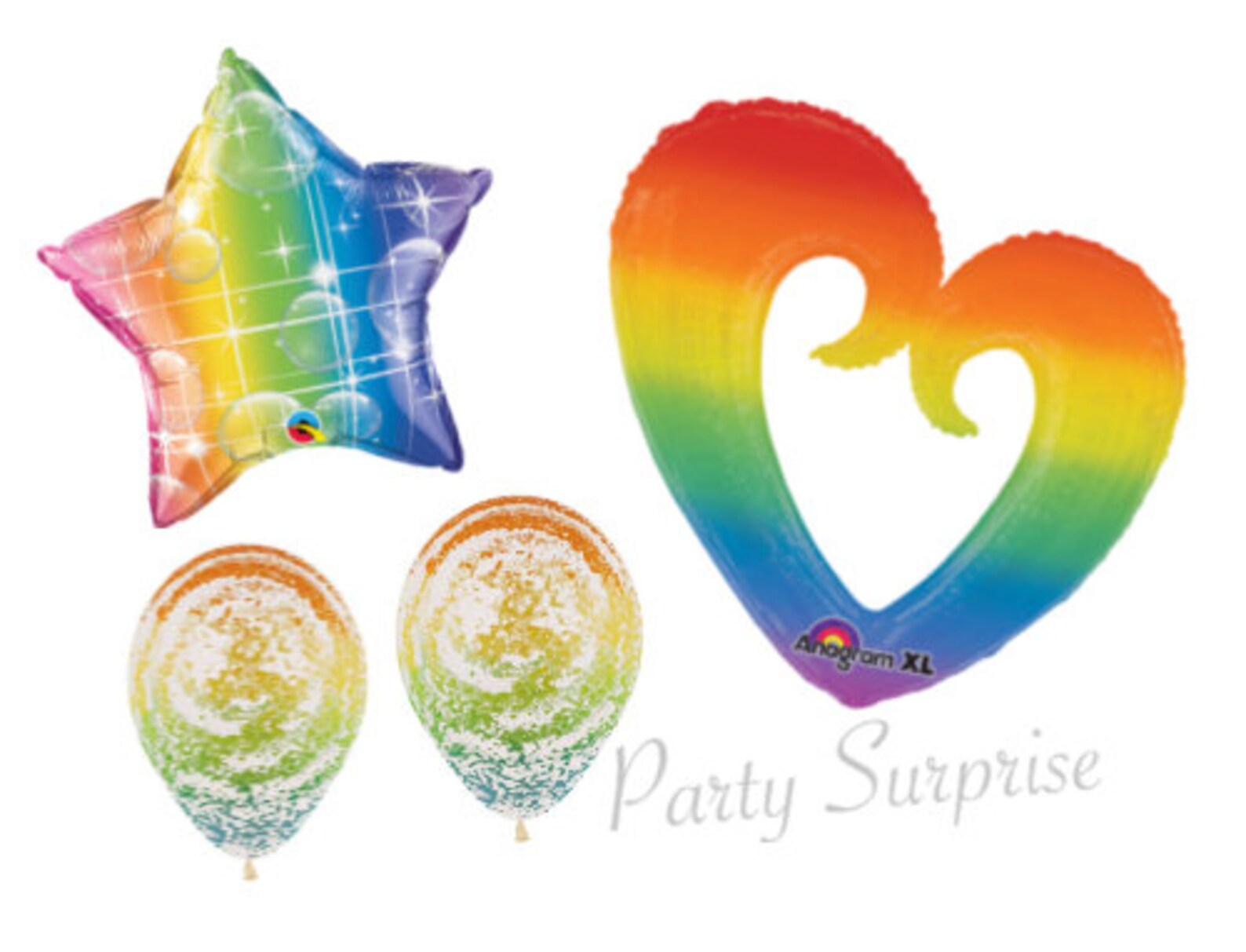 Rainbow Balloons Heart Star Balloons Mylar Foil Balloons - Etsy