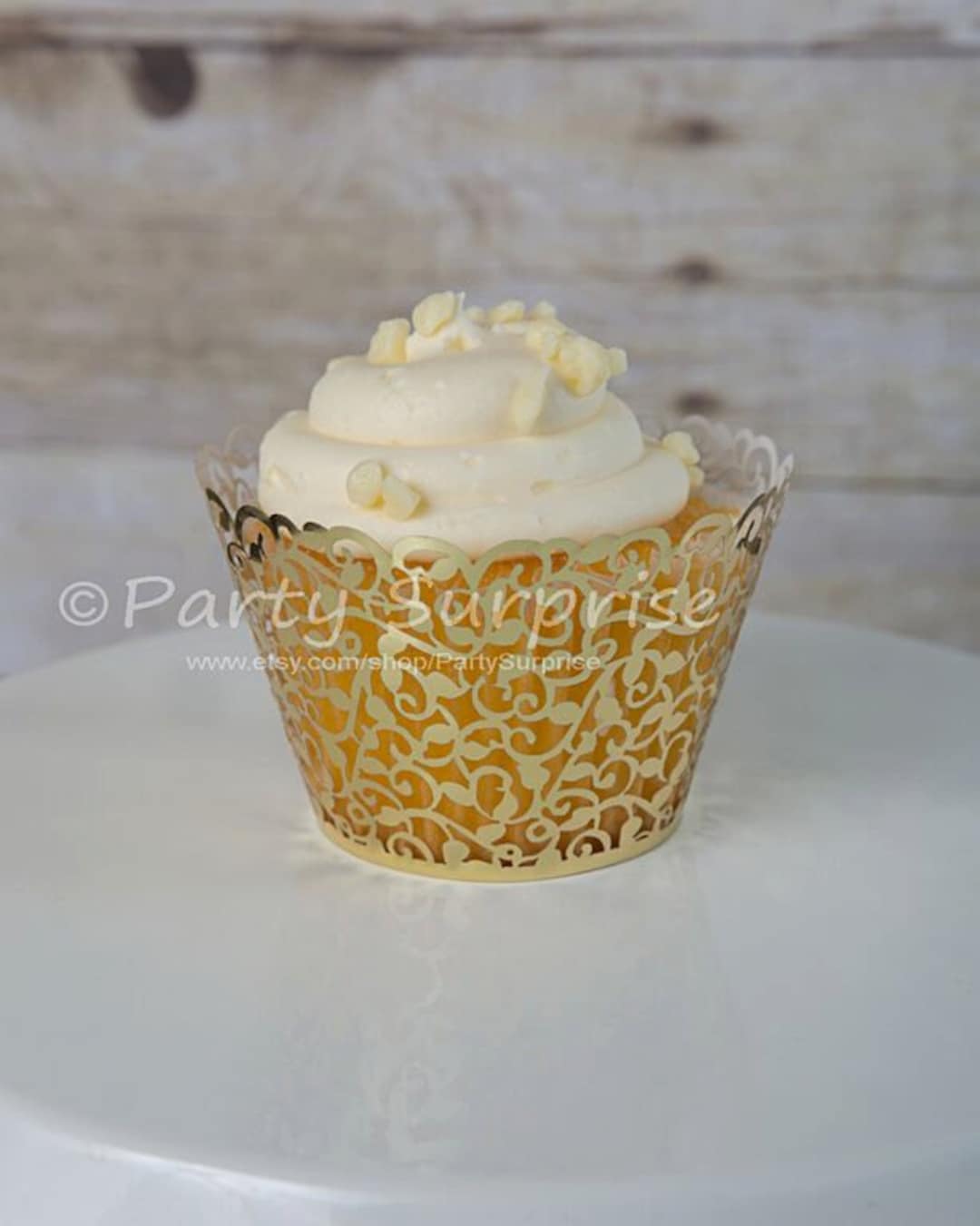 Gold Cupcake Wrapper Metallic Gold Foil Lace Filigree Wedding Birthday ...