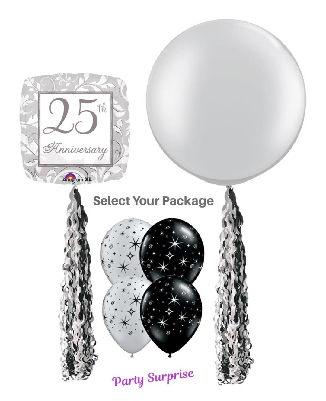 25th Anniversary Balloon Decor, Silver Number Balloons, Made in USA - Etsy