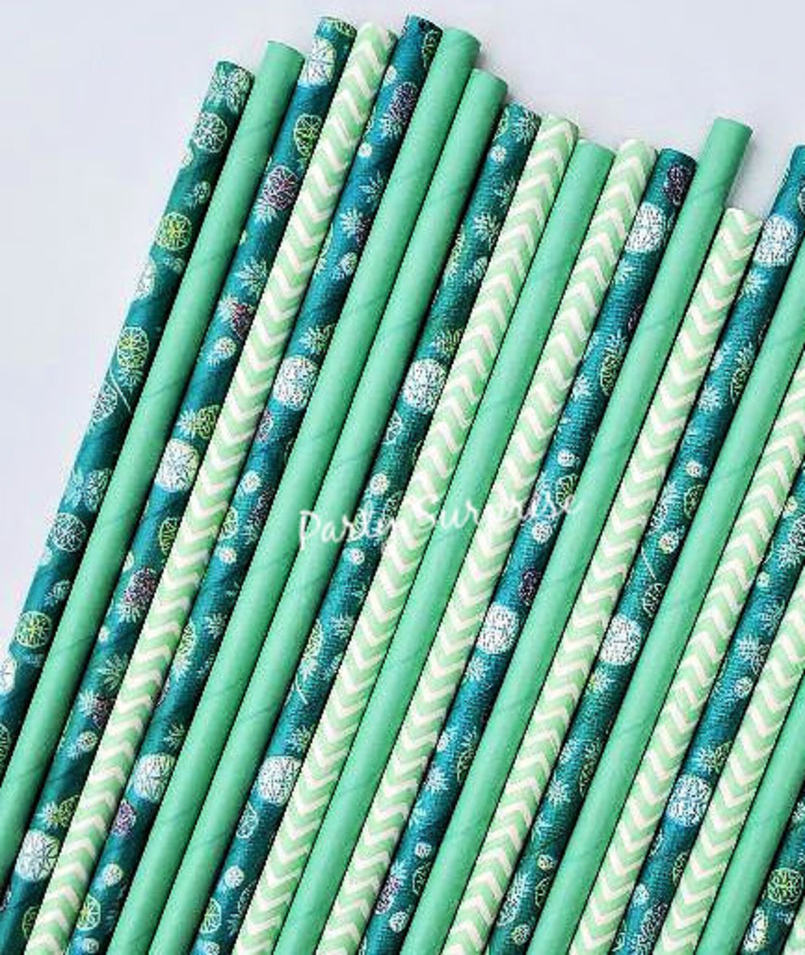 Straws Pineapple Fruit Straws Green Hawaiian Luau Tropical Picnic Pool ...