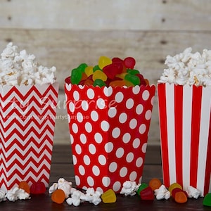 Red Polka Dot Popcorn Boxes, Vintage Style Party Favors - Etsy