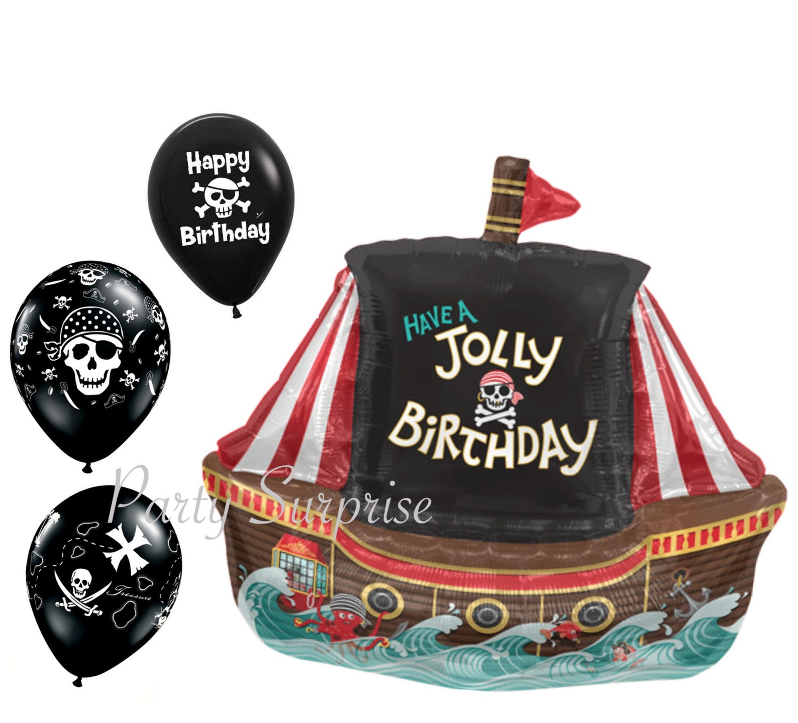 Pirate Party Balloon Package 3D Sphere Pirate Balloon Gold - Etsy