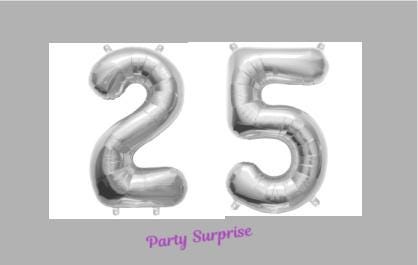 25th Anniversary Balloon Decor, Silver Number Balloons, Made in USA - Etsy