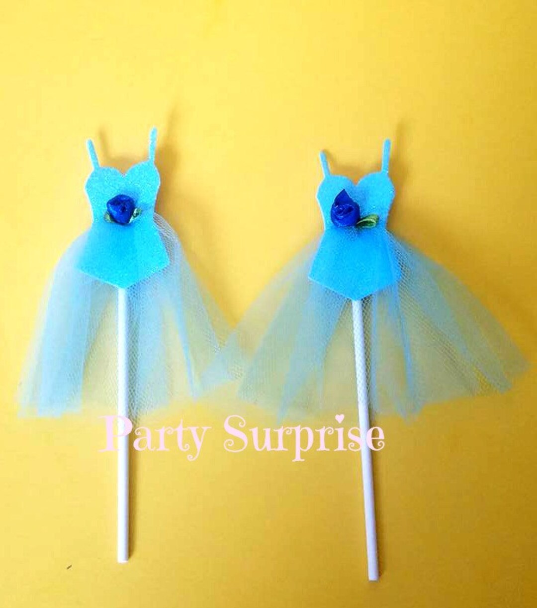 Ballerina Cake Toppers, Blue Ballerina Cupcake Toppers Glitter Tulle ...