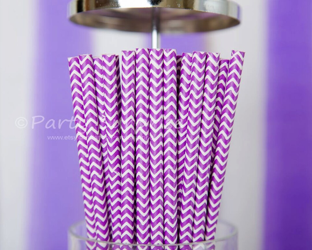 Purple Straws Chevron, Frozen Paper Drinking Straws,purple Party Straws ...