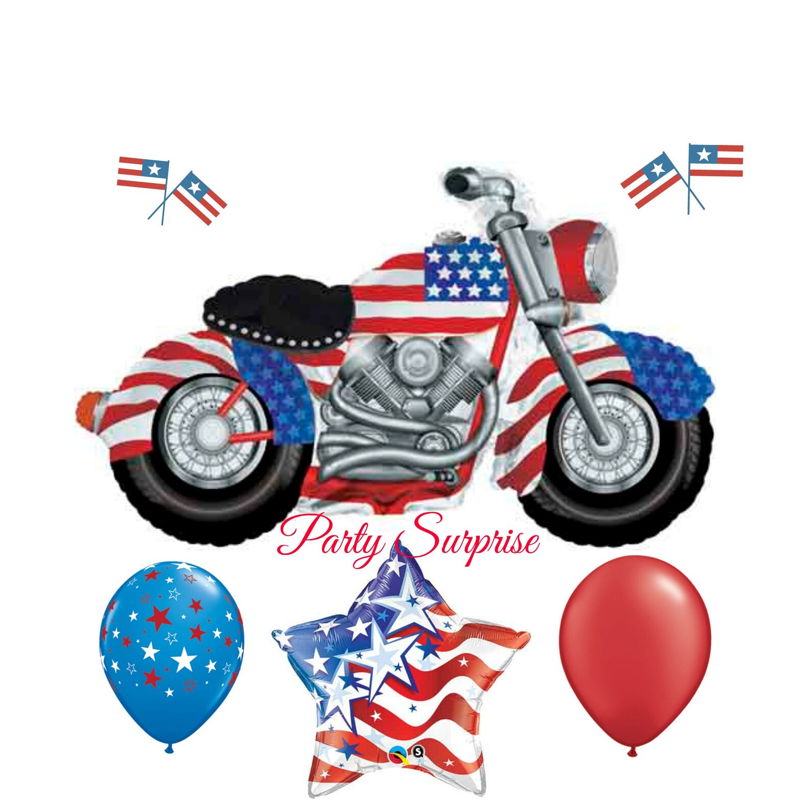 Motorcycle Balloon Pkg Flames 45 Inches Mylar Foil Motorcycle Motocross ...