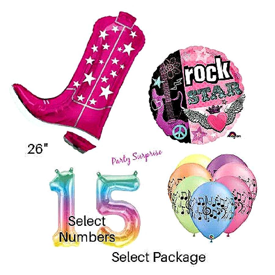 Rock Star Girl Balloon Party Package: Pink Boot, Neon Music Notes - Etsy
