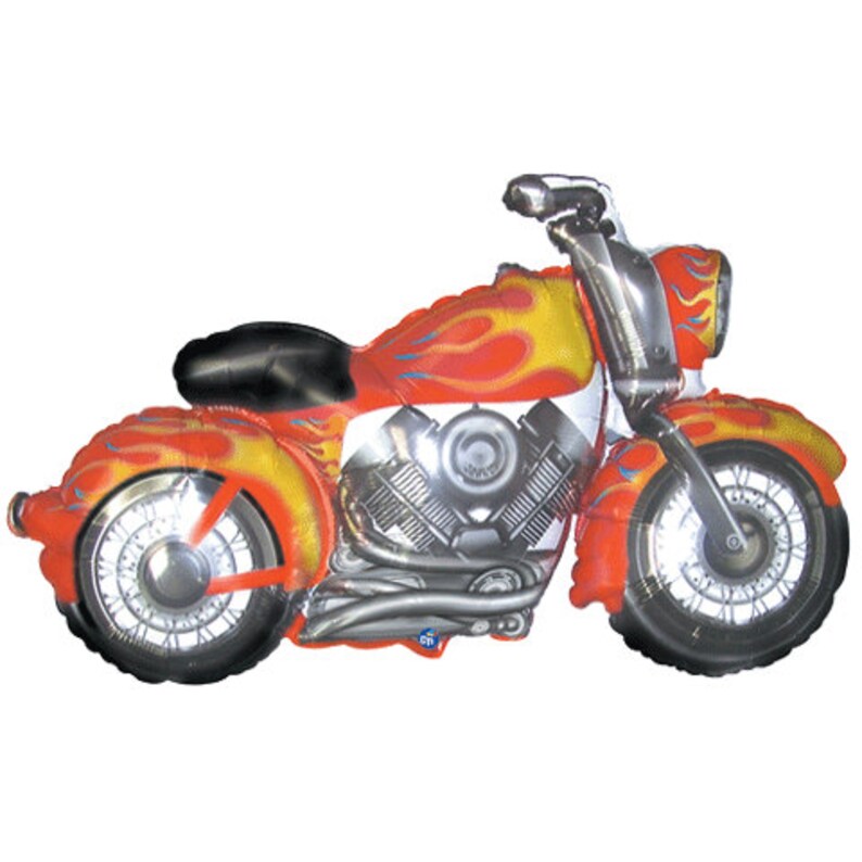 Motorcycle Balloon Pkg Flames 45 Inches Mylar Foil Motorcycle Motocross ...