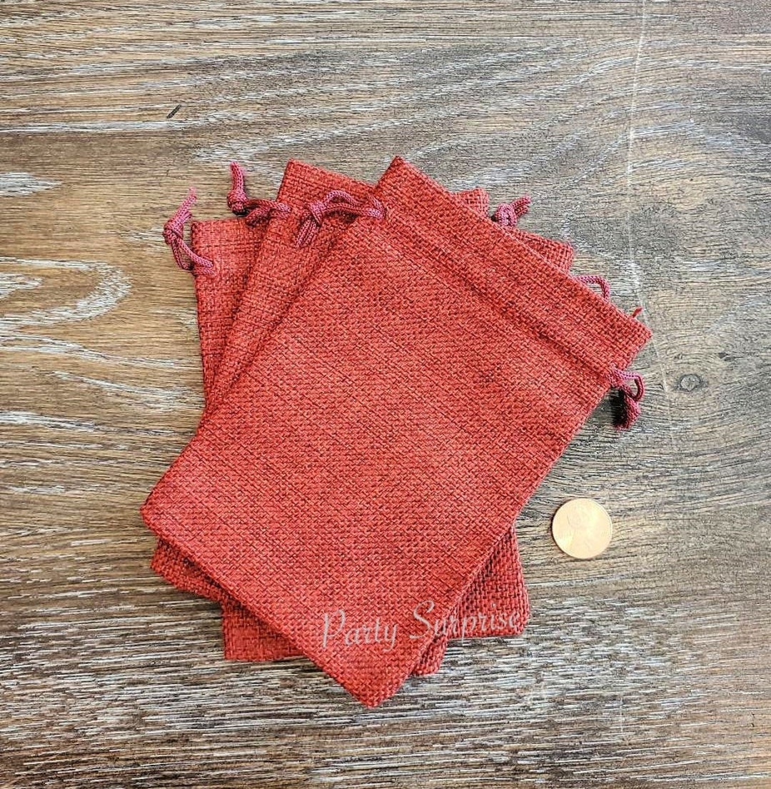 Burgundy Pouch Bag Burlap Burgundy Red Small Bags Favor Bags Gift ...