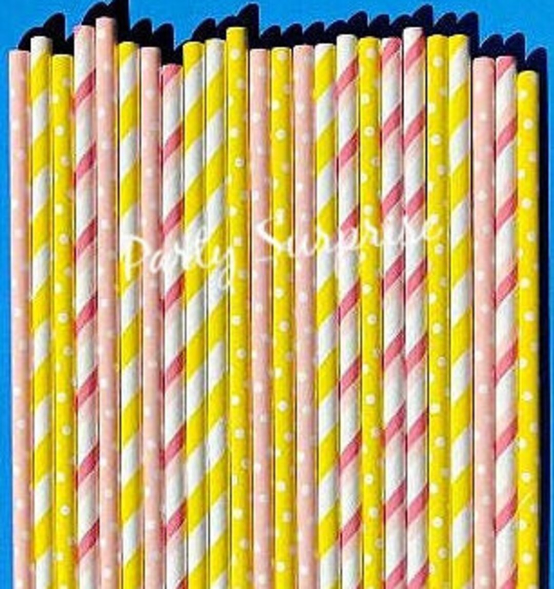 Lemonade Party Straws, Pink and Yellow Straws Dots and Stripes Straws ...