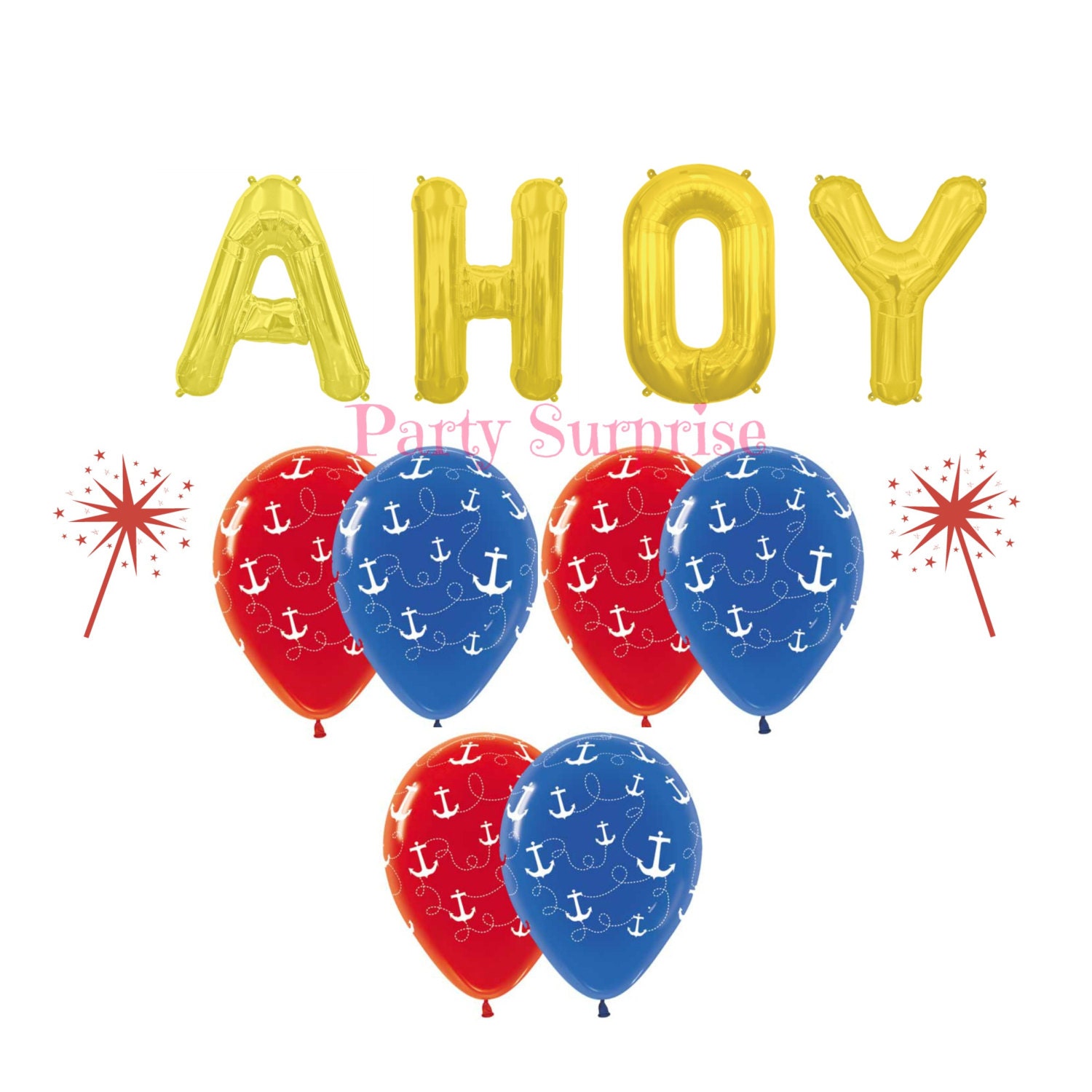 Anchor Balloons Nautical Party Balloons Ahoy Gold Foil | Etsy