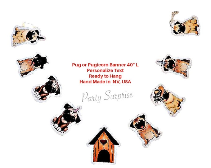 Pug Dog Banner Personalize Dog House Custom Made for You Pug Dog Pet ...