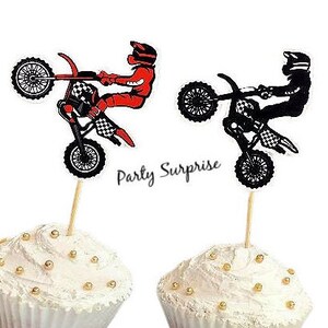 Motocross Cupcake Cake Toppers Banner Custom Hand Made Motorbike ...