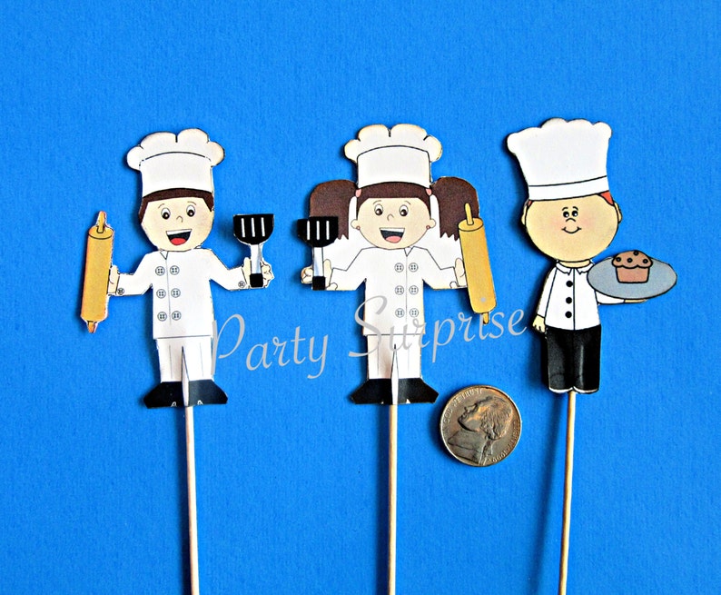 Chef Cupcake Toppers Kids Birthday Party Cooking Baking Party - Etsy