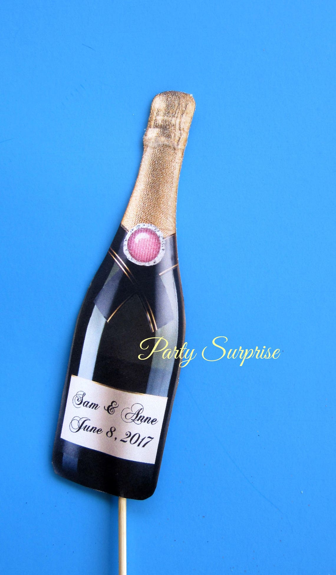 Champagne Bottle Cheers Glasses Cake Topper Cupcake Toppers | Etsy