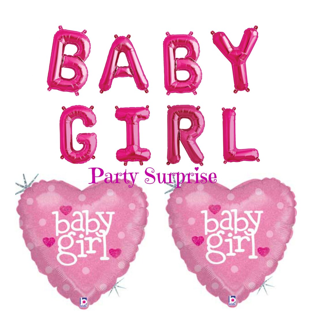 Baby Girl Balloons Pink Baby Girl Letter Balloons Pink Baby Girl Heart ...