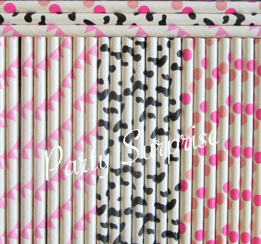 Cow Straws Farm Girl Party Straws Cow Print Straws Pink Straws - Etsy