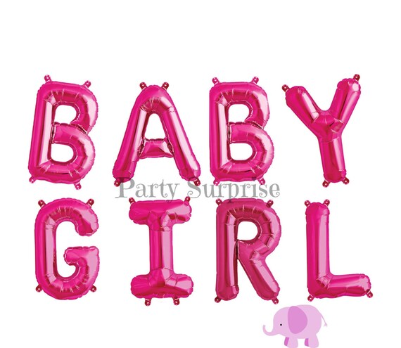 Baby Girl Banner Garland Baby Girl Hot Pink Balloon Garland Baby Shower ...