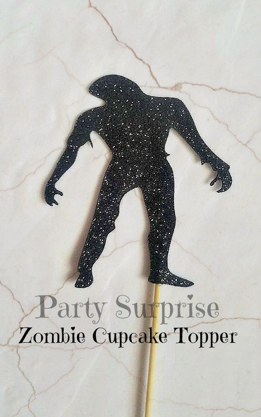 Zombie Cupcake Toppers Zombie Party Decorations Black Glitter | Etsy
