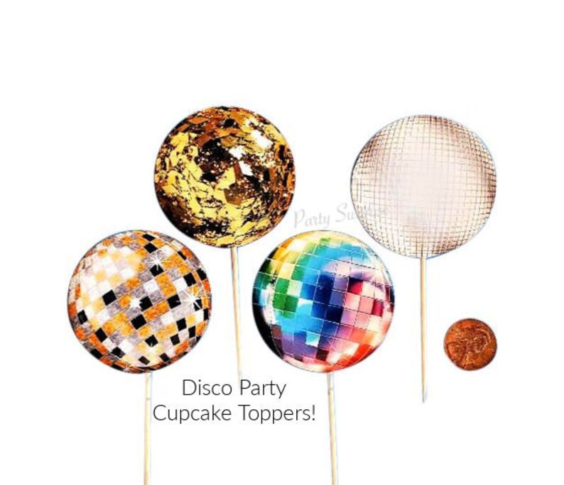 Disco Dancer Cupcake Toppers Black Glitter Disco Dance Party | Etsy