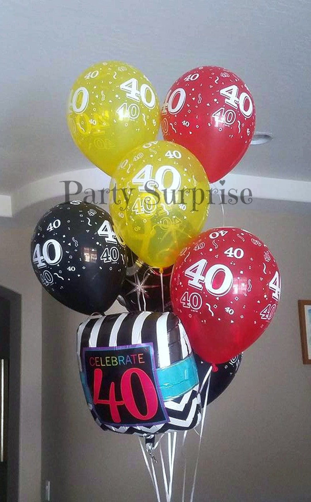40th Birthday Balloons 40th Anniversary Balloons Latex Black Red Blue ...