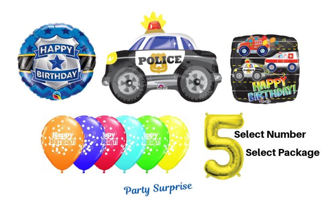 Police Car Balloons Birthday Package Kids Adult Police Party Balloon ...