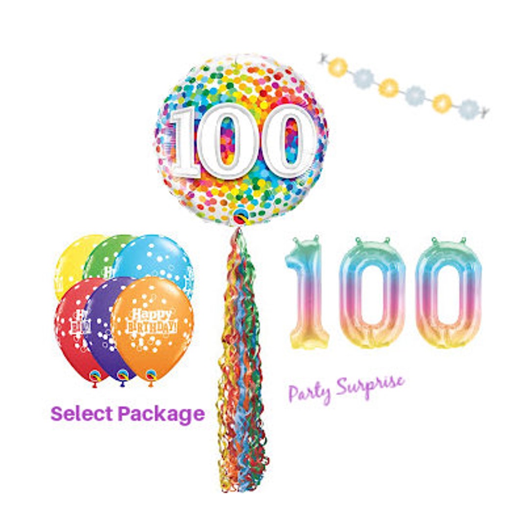 100th Birthday Balloon Package, 100th Birthday, 100 Years Balloon Women ...
