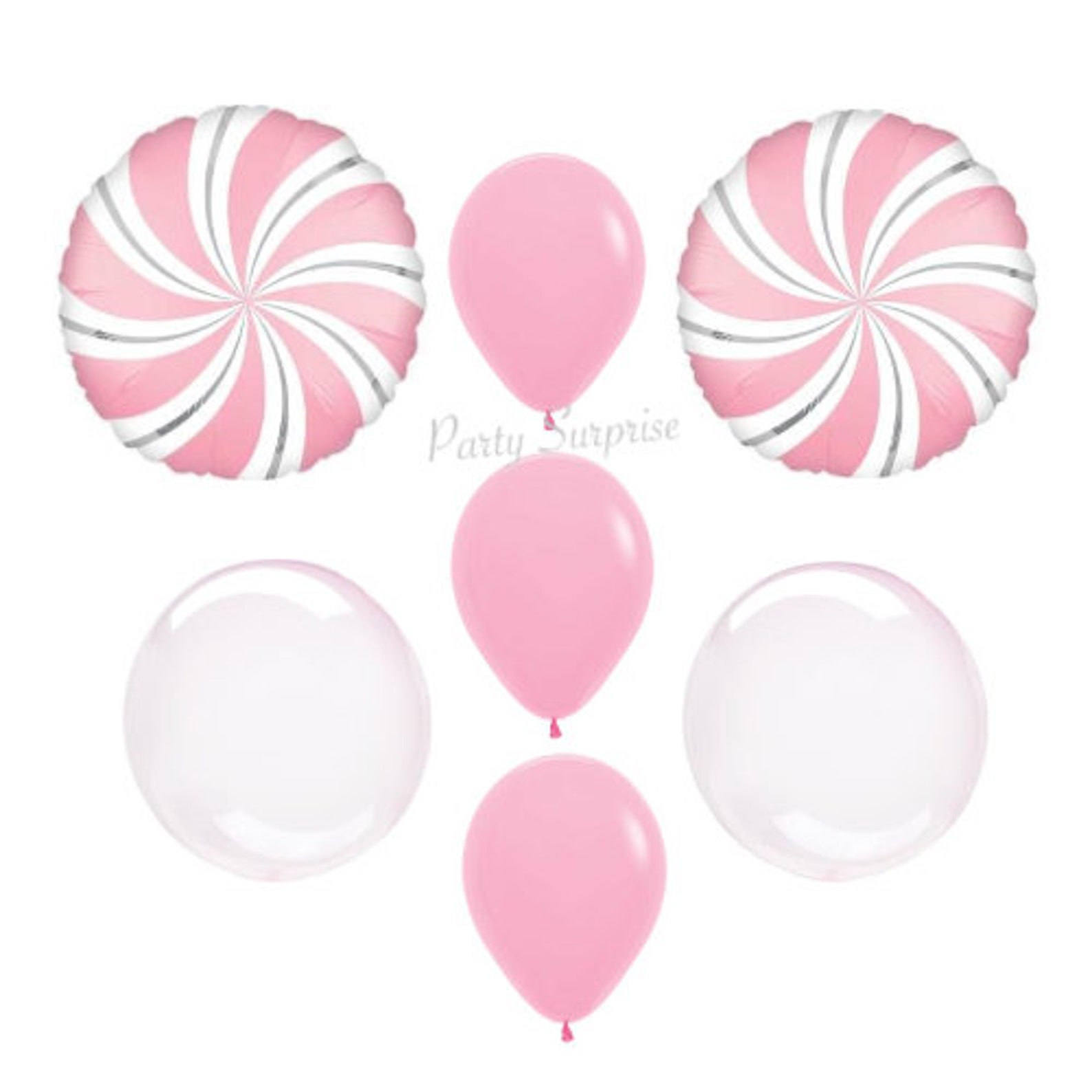 Pink Balloons Bubble Gum Pink Metallic Pink Candy Swirl Mylar - Etsy