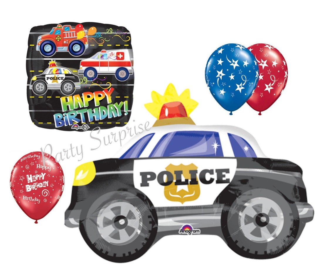 Police Car Balloons Birthday Package Kids Adult Police Party Balloon ...