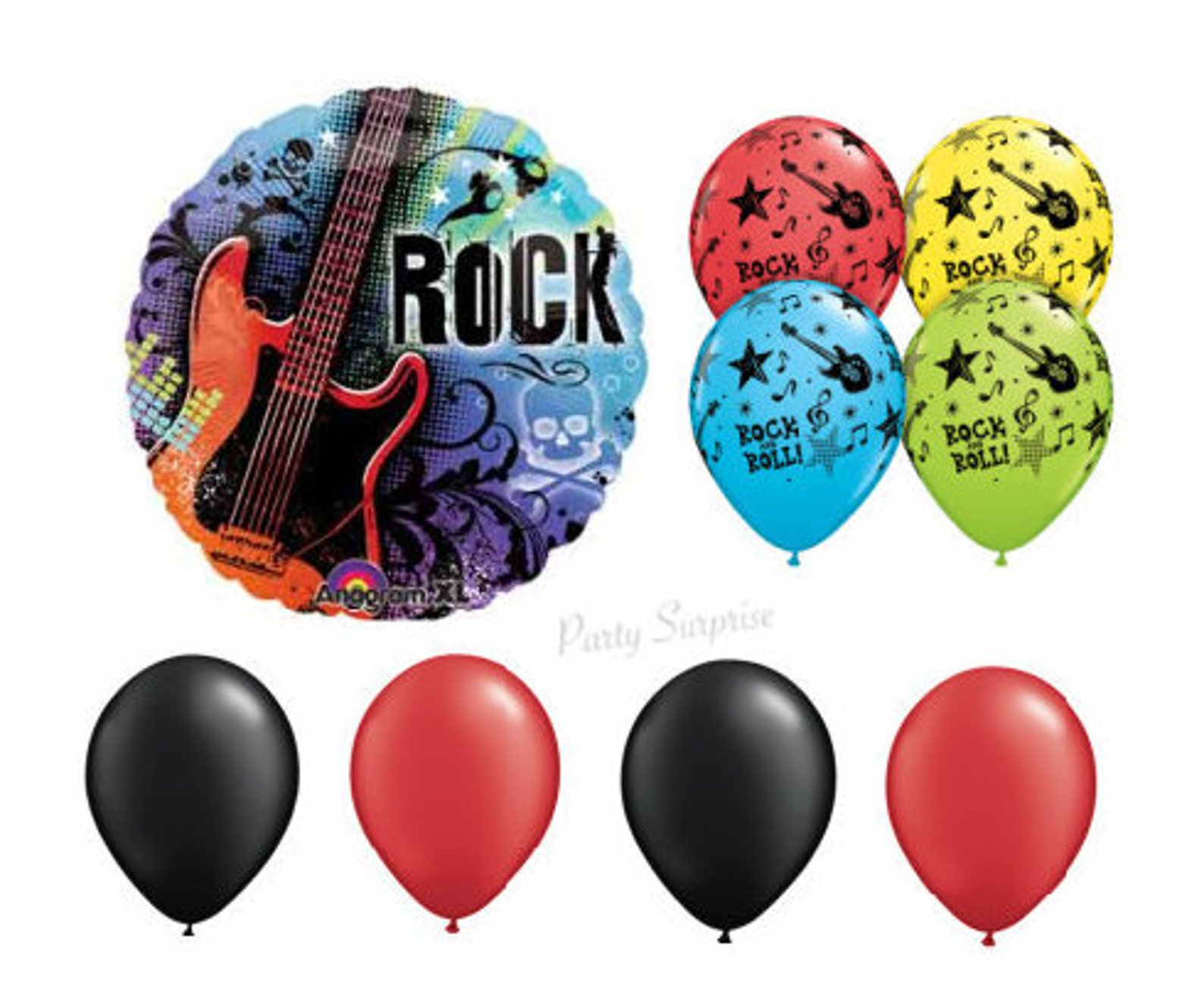 Guitar Balloon Package Rock N'Roll Party Balloons Mylar | Etsy