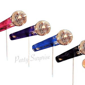 Microphones Cupcake Toppers Blue Green Yellow Red Orange Hollywood ...