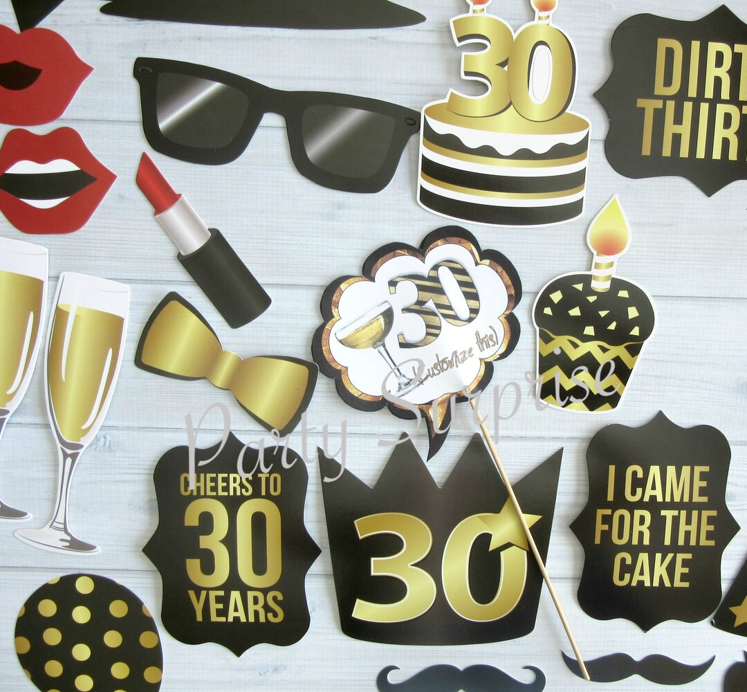 30th Birthday Photo Prop Set With Custom Speech Bubble Black and ...