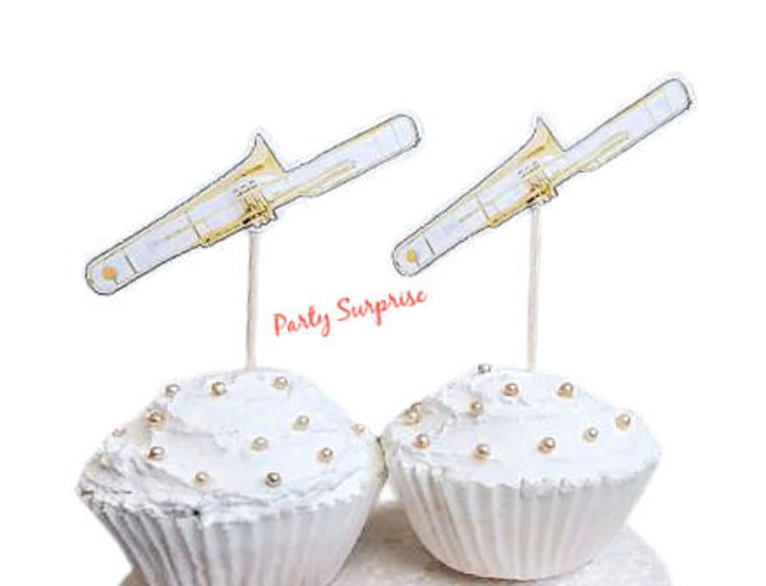 Trombone Instrument Cupcake Topper Custom Hand Made Brass Trombone ...