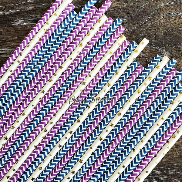 Purple Chevron Straw - Etsy