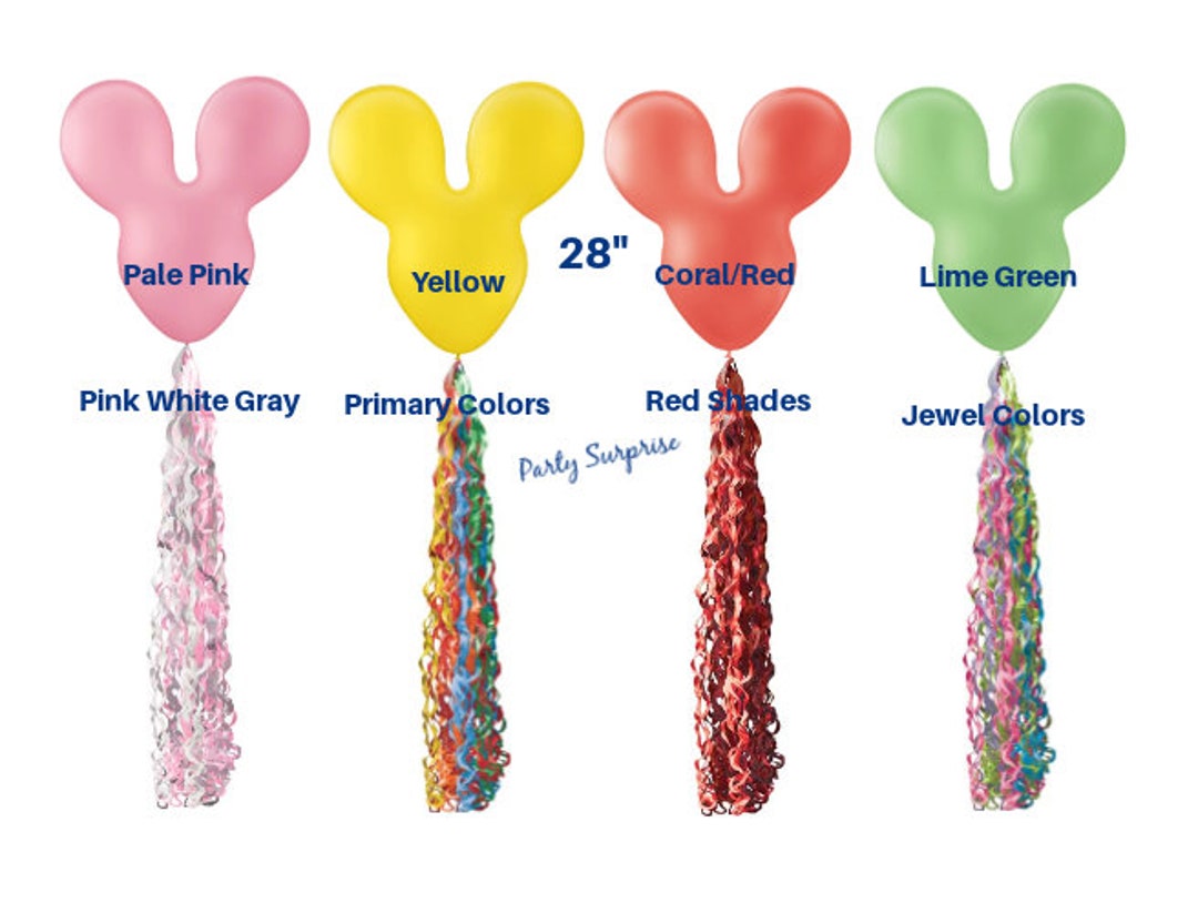 Mouse Ear Balloons 28" Latex With Colorful Choice of Ear Balloons and ...