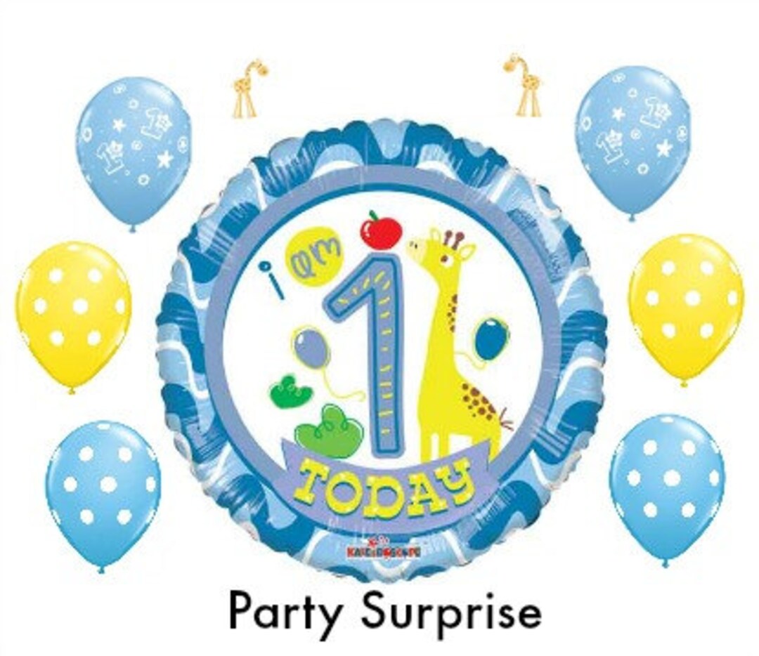 1st Birthday Boy Balloons Boy 1st Birthday Party Baby Animals Giraffe ...
