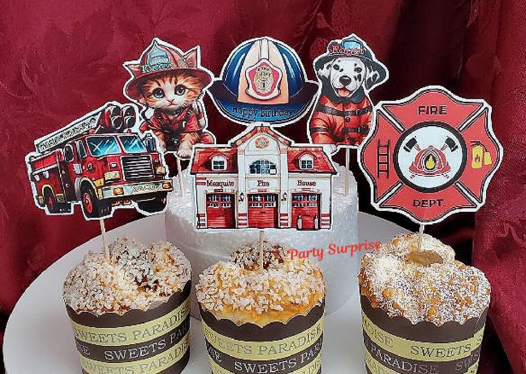 Fire Fighter 1st Responder Cupcake/cake Toppers, Banners, Custom Hand ...