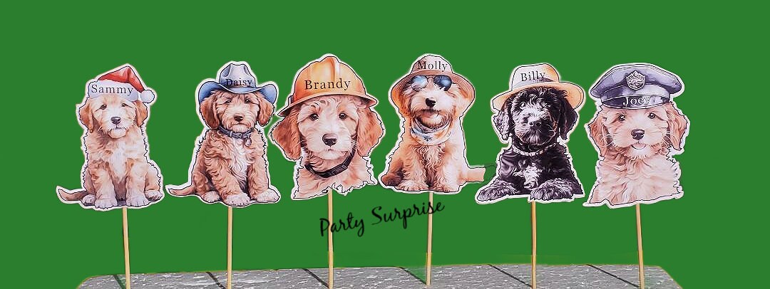 Doodle Dogs Cupcake/cake Toppers Banners Custom Hand Made - Etsy