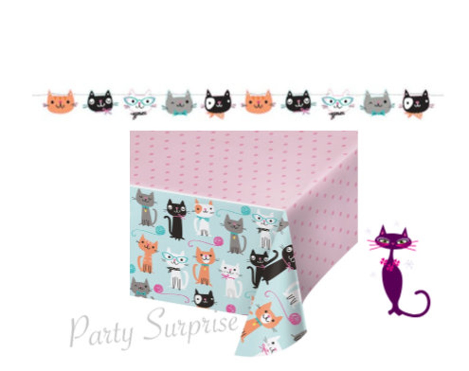 Cat Party Banner, Paw Print Kitten Decor (66" Long) - Etsy