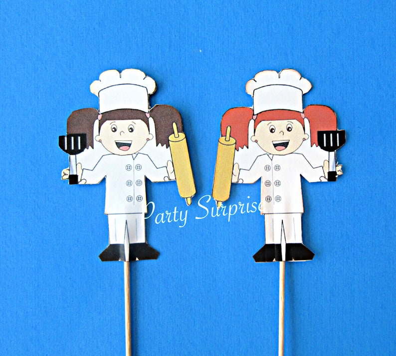 Chef Cupcake Toppers Kids Birthday Party Cooking Baking Party - Etsy