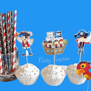 Pirate Party Cupcake Toppers Girl Pirate Birthday Party Custom Made ...