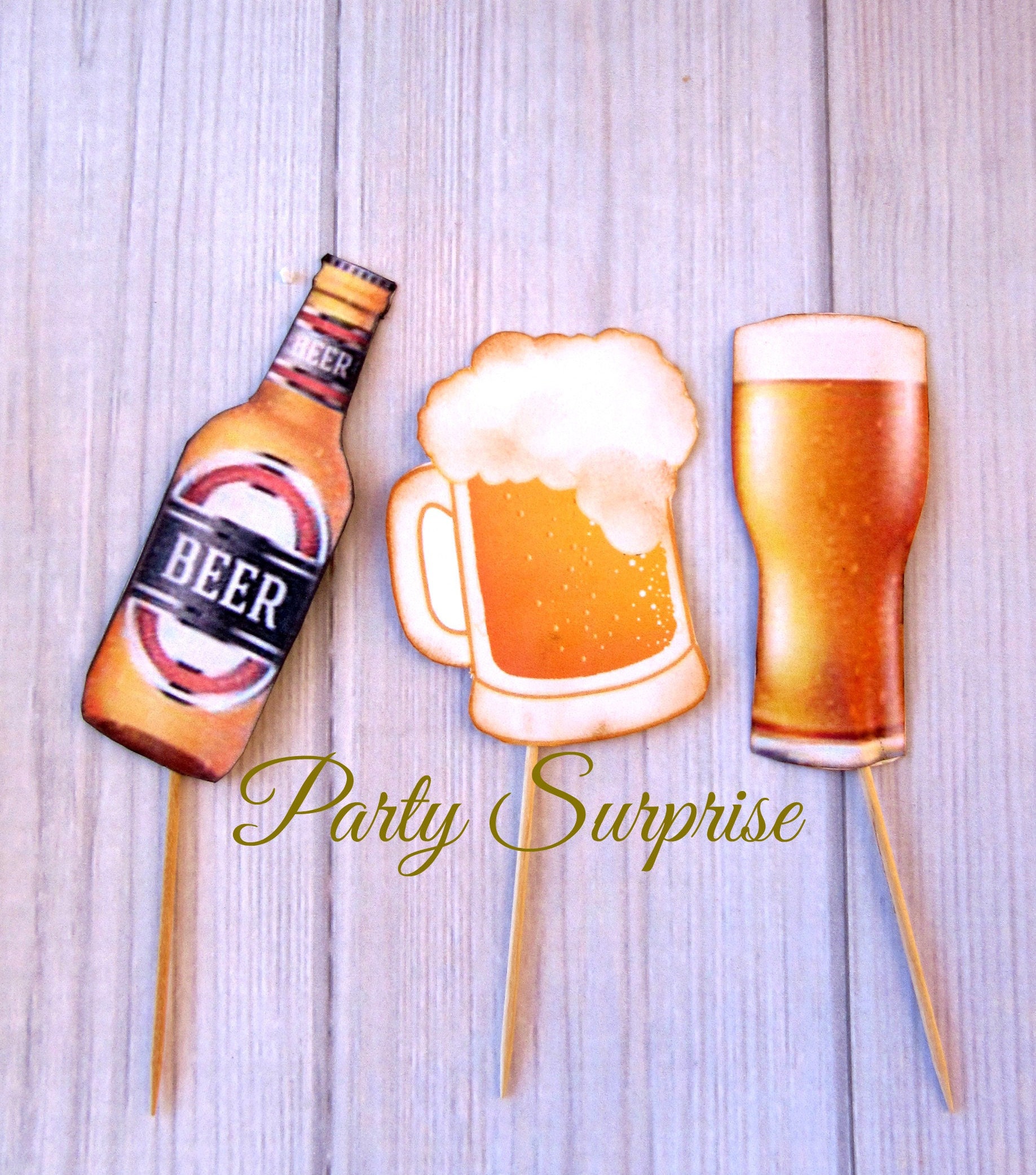 Beer Cupcake Toppers Cheers and Beers Bottle Beer Mugs | Etsy