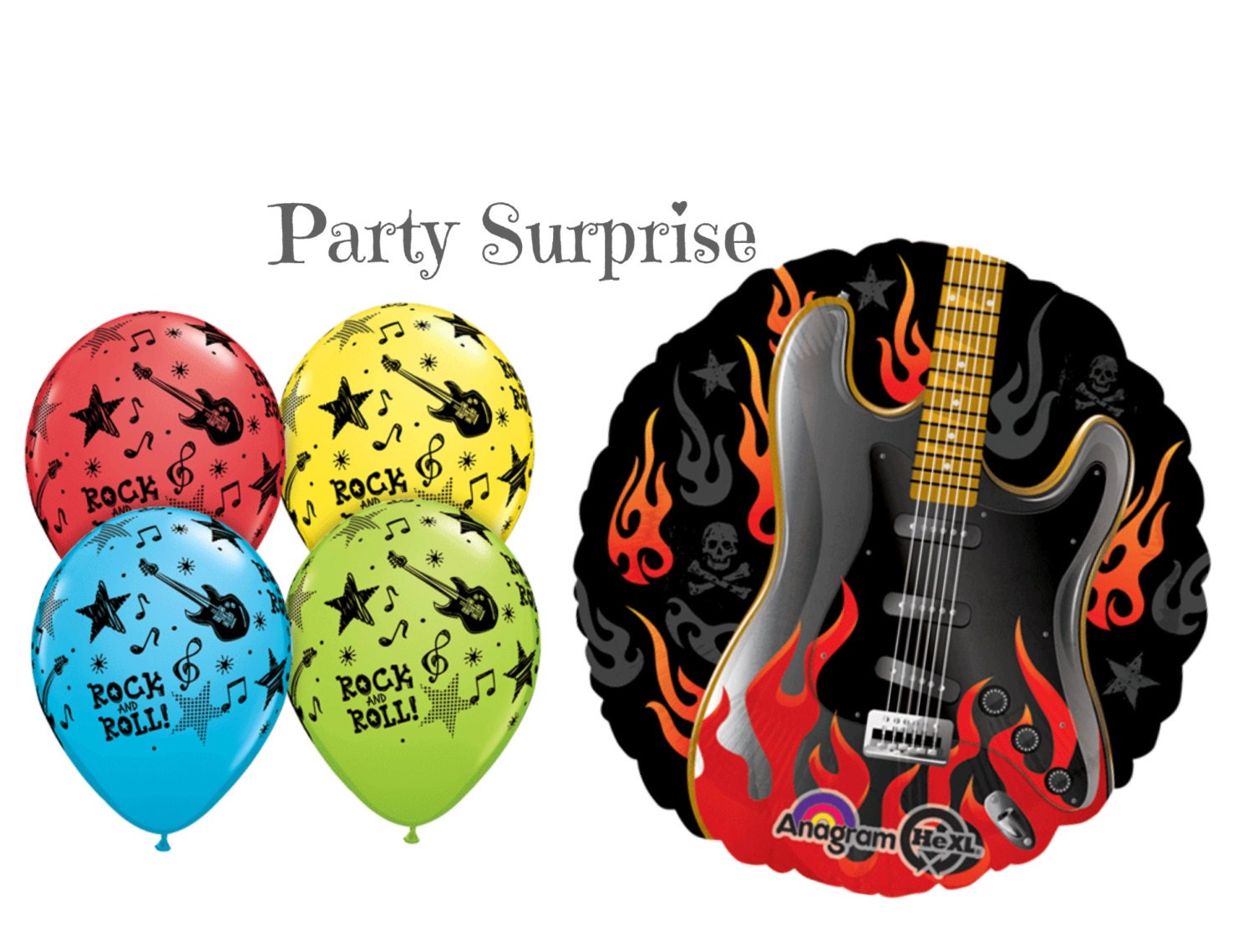 Guitar Rock n Roll balloons Rock and Roll Party Balloons latex | Etsy