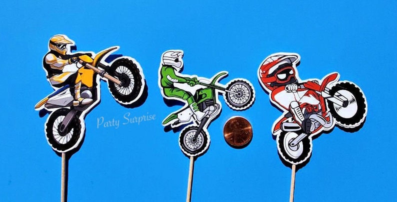 Motocross Cupcake Cake Toppers Banner Custom Hand Made Motorbike ...