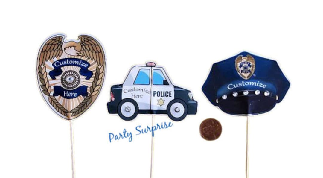 Police Cupcake Cake Toppers Banners Custom Hand Made - Etsy