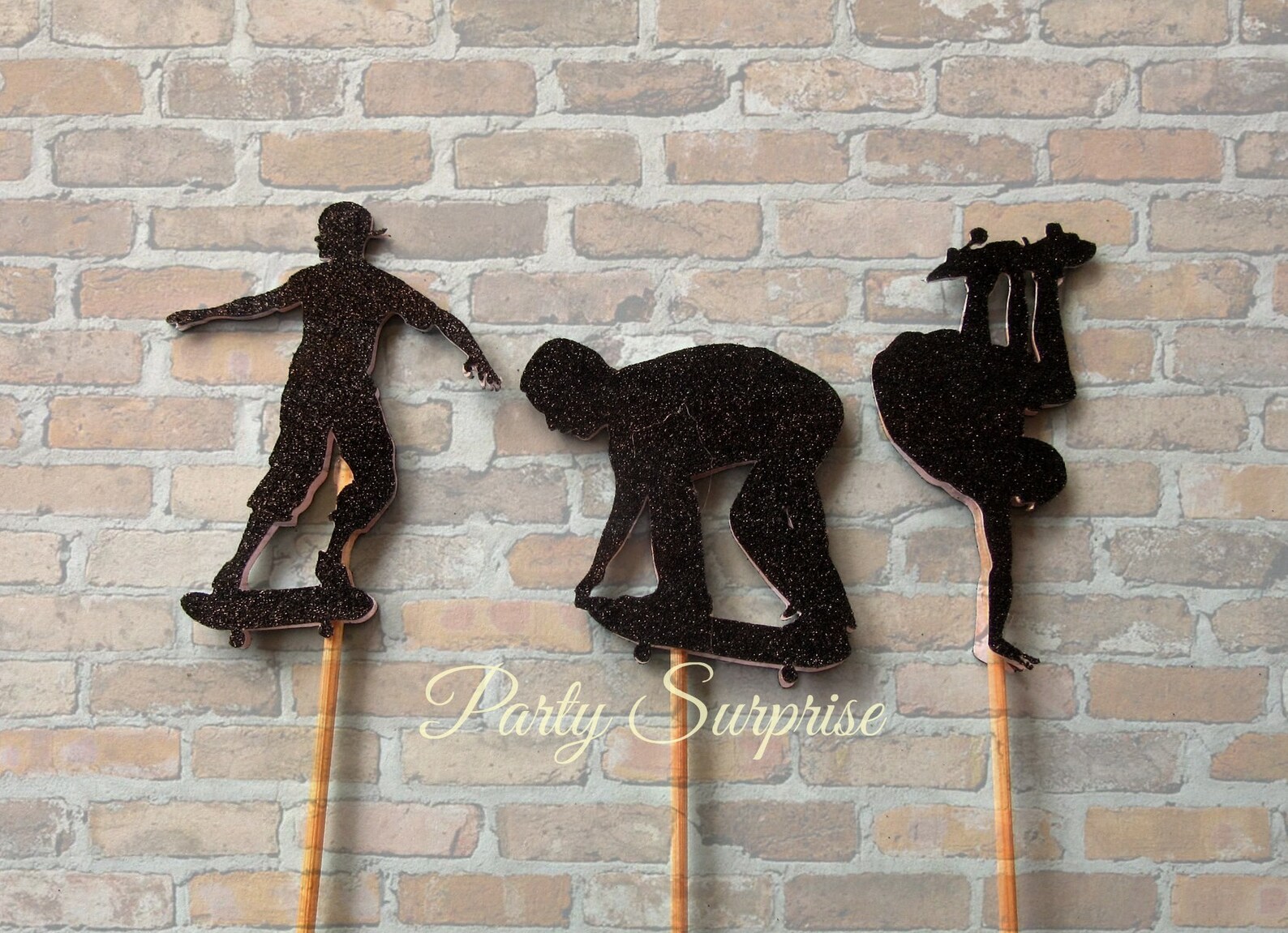 Skateboarders Cupcake Toppers Black Toppers Boy Men Birthday Party ...