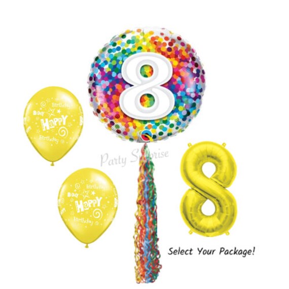 8th Birthday Balloon Package Mylar Foil Latex Balloon Tail - Etsy