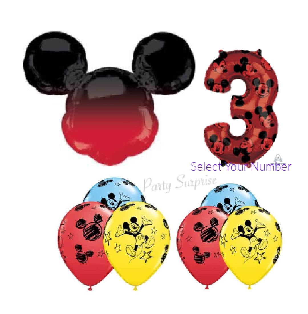 Mickey Mouse Balloon Ombre Super Shape Number Balloon Mickey Mylar ...