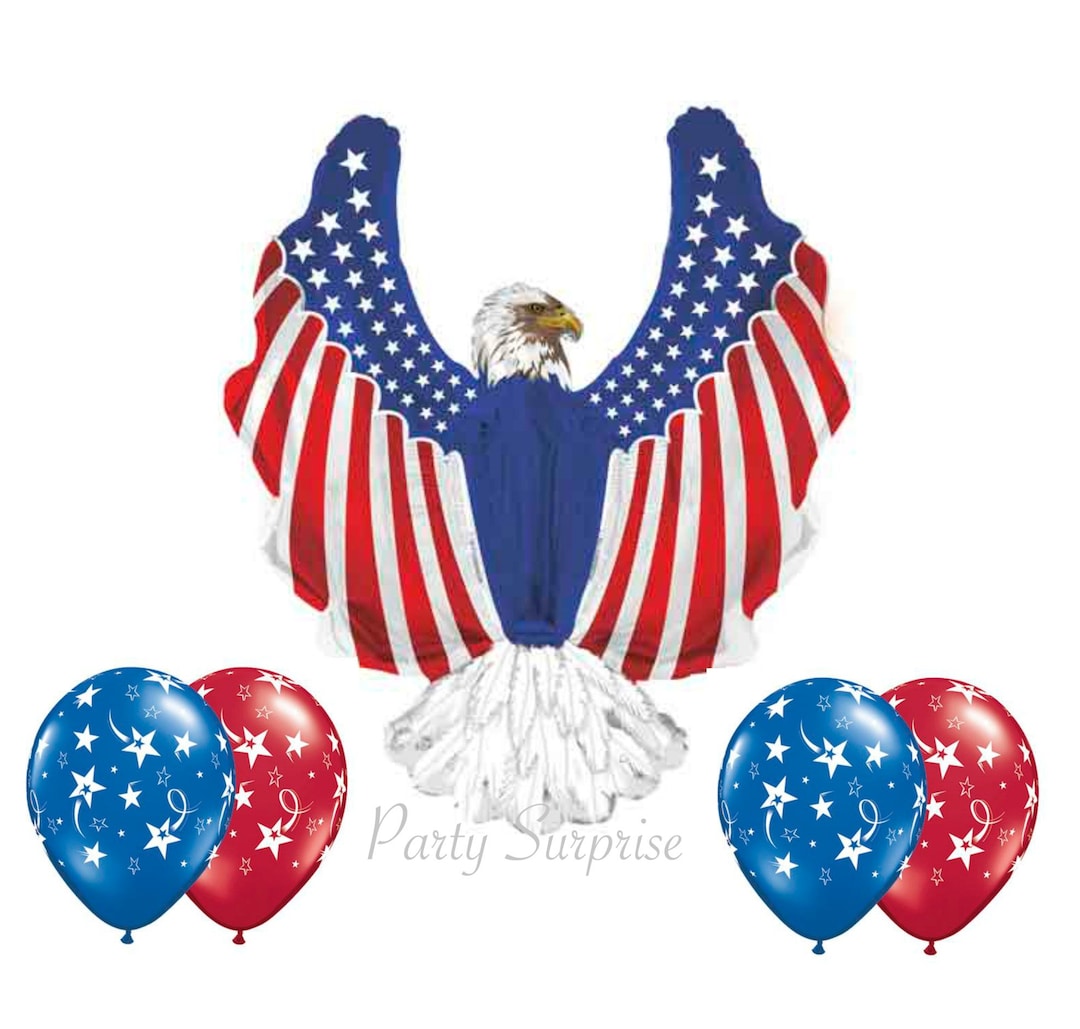 Patriotic Balloon Package American Eagle 36" Mylar Foil 4th of July ...