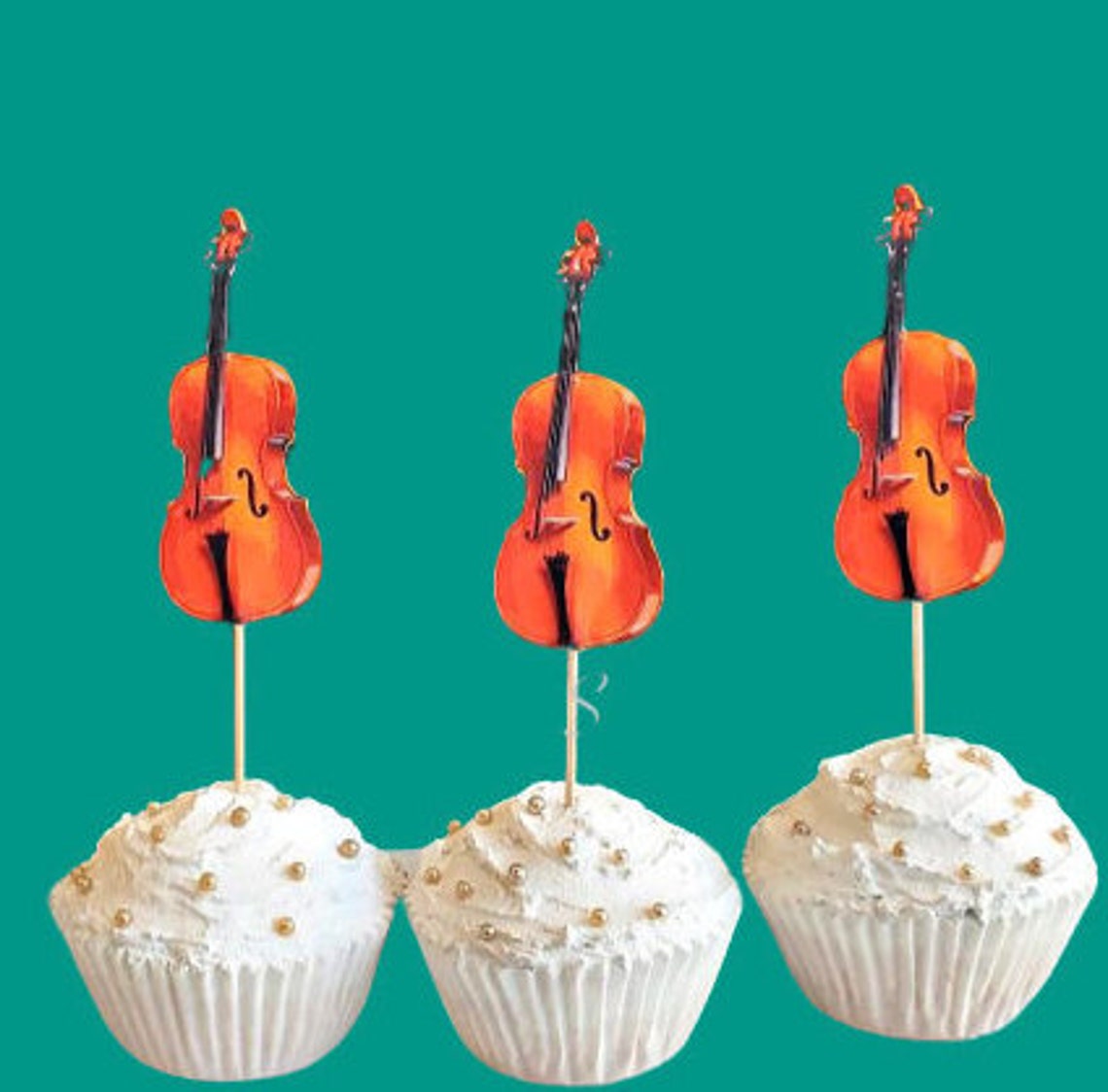 Cello Cupcake Toppers Musical Party Cupcake and Cake Toppers - Etsy